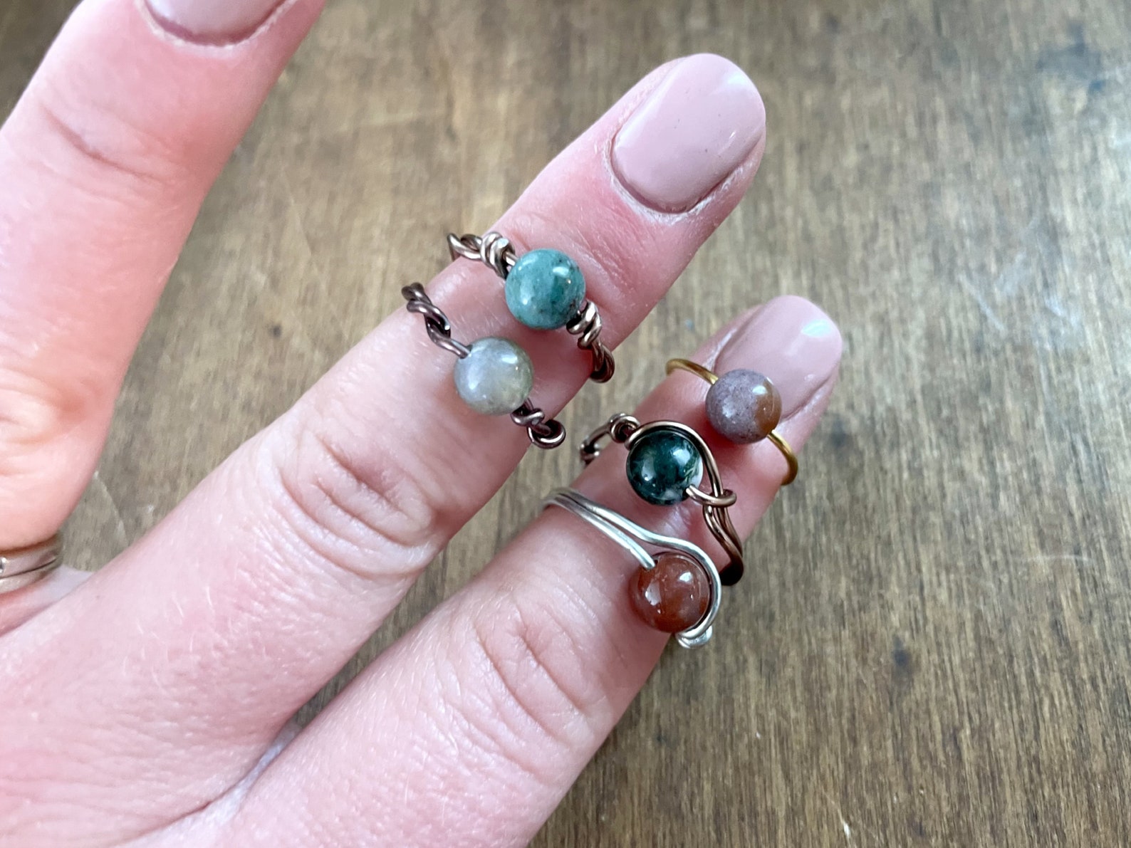 Single Beaded Wire Wrapped Ring, Beaded Rings, Handmade Jewelry - Etsy