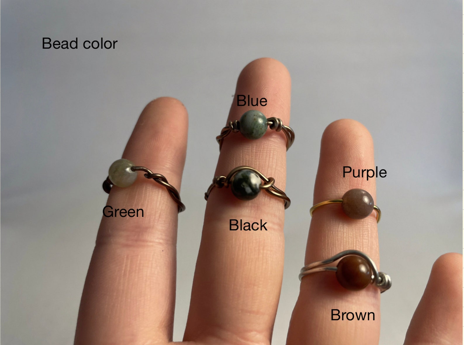 Single Beaded Wire Wrapped Ring, Beaded Rings, Handmade Jewelry - Etsy