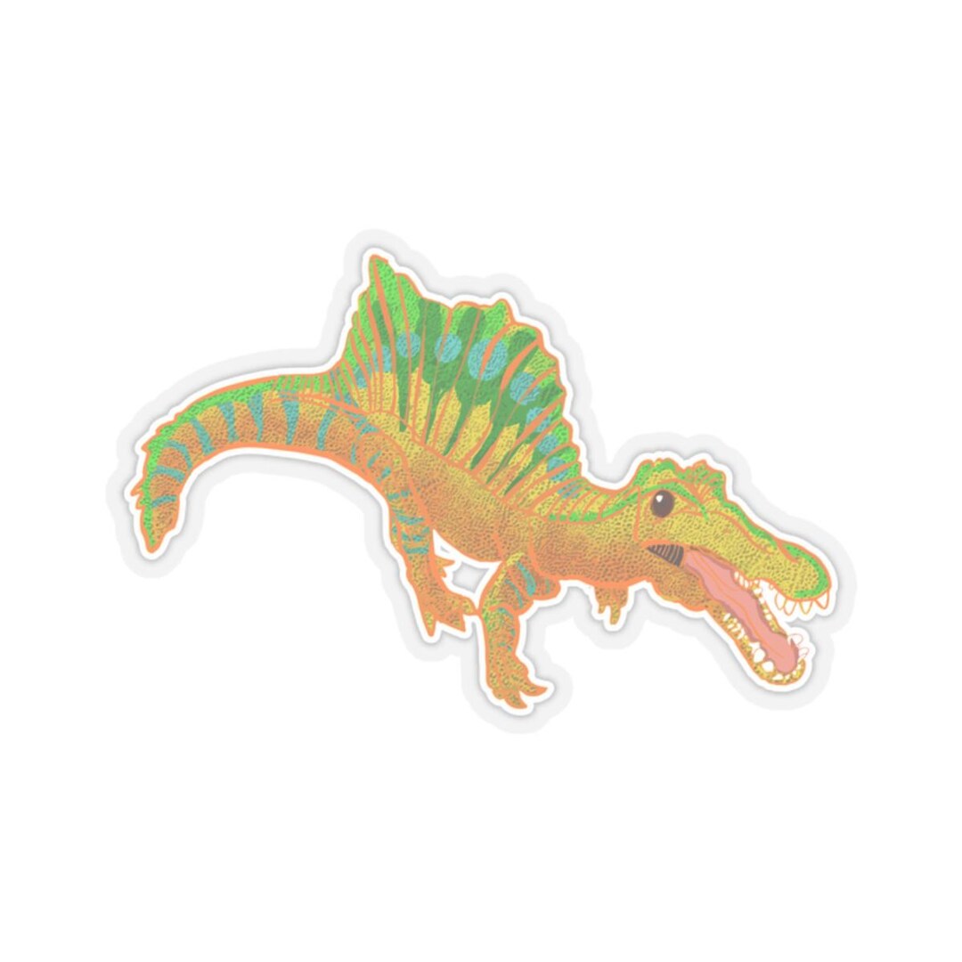 Spinosaurus Dinosaur Sticker-orange and Green Chameleon Colored Kiss ...