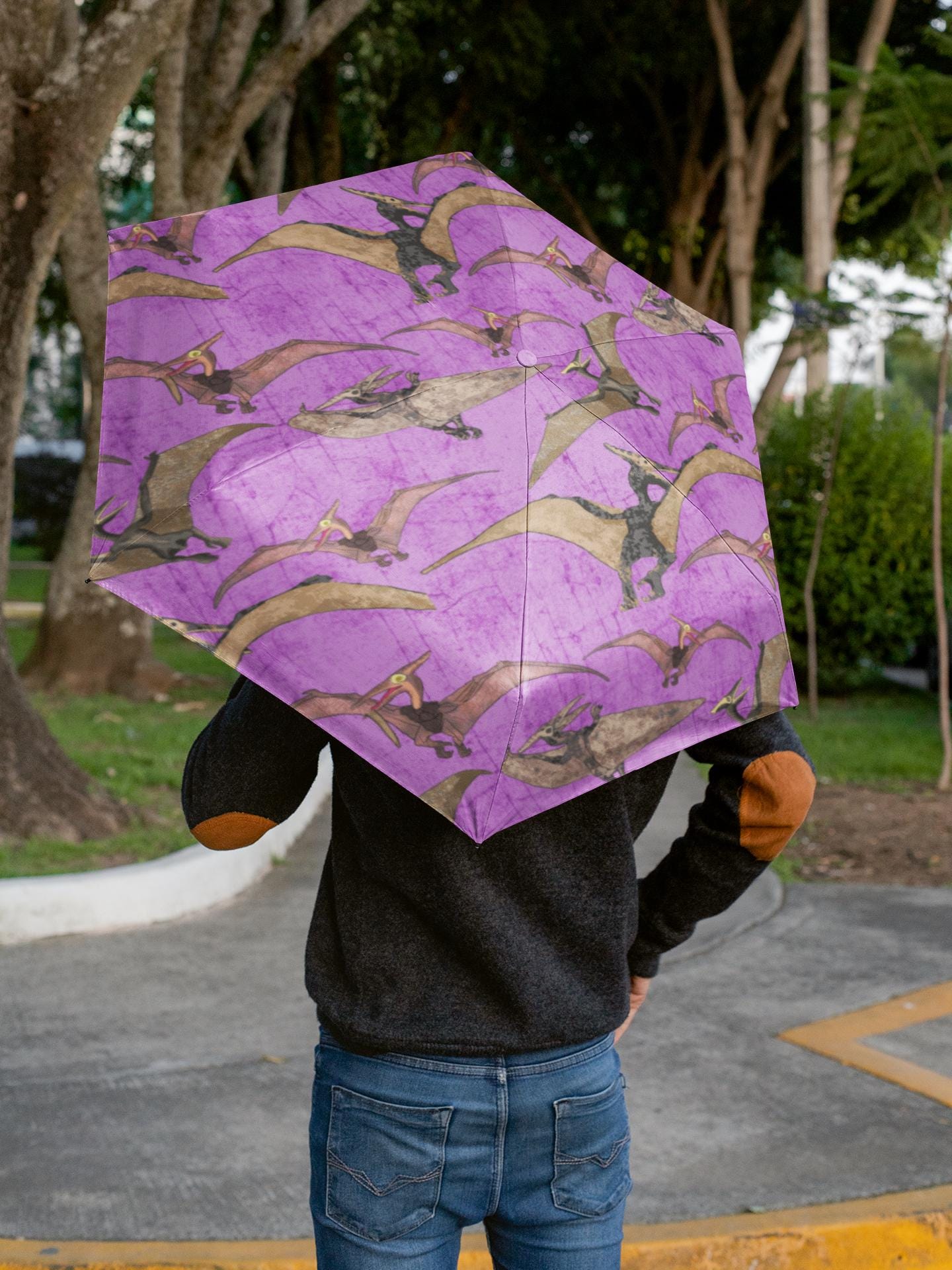 Flying Pteranodon on Magenta Background Semi-automatic Foldable ...