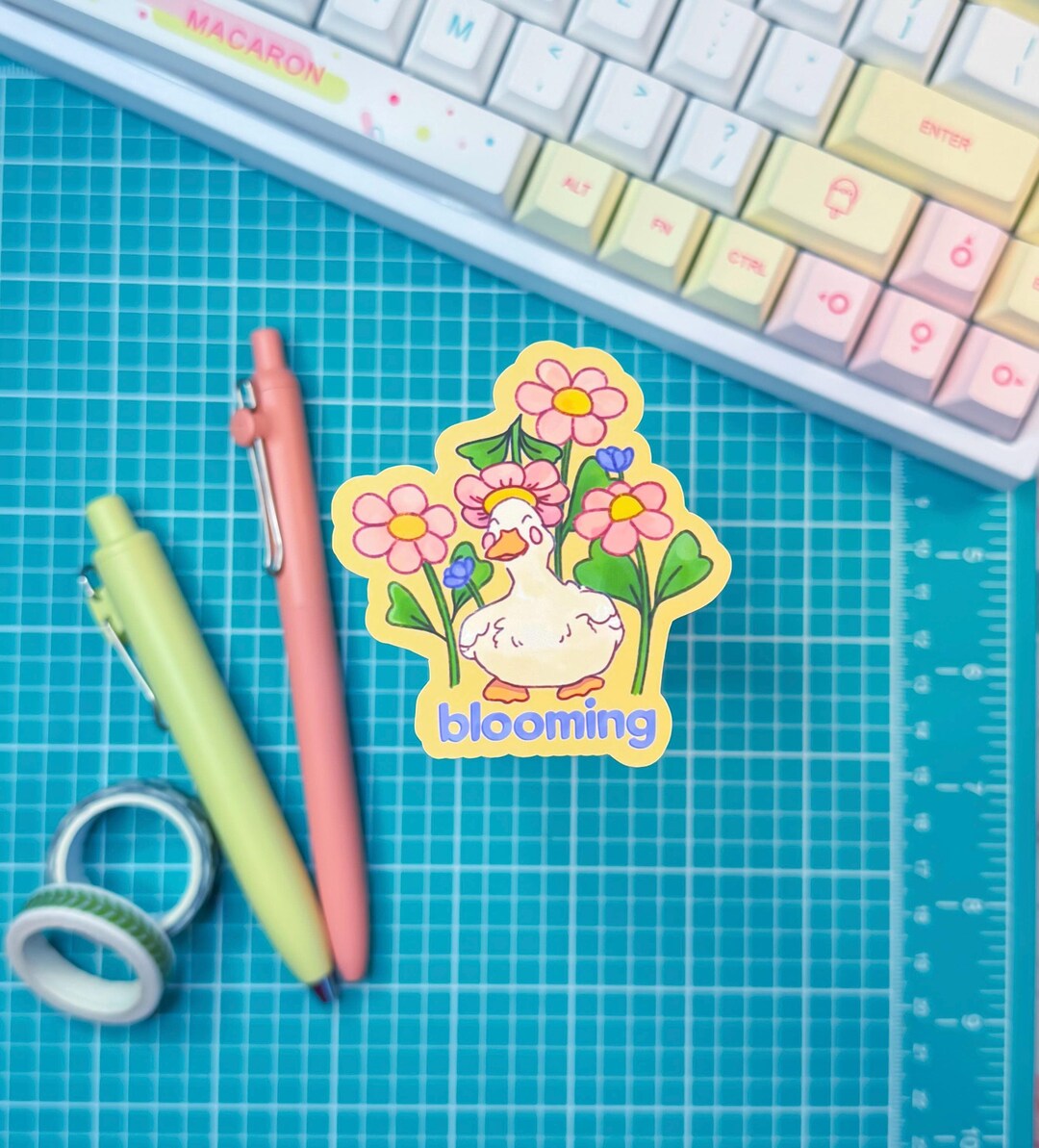 Cottagecore Goose Sticker: Floral Kawaii Animal Vinyl Decal - Etsy
