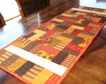 Fall Quilted Table Runner, Reversible Table Runner, Modern Table Runner ...