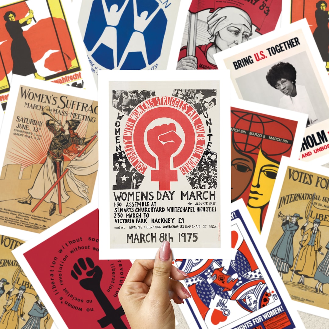 Set of 10 Vintage Feminist Prints. Historic Protest Posters for Gallery ...