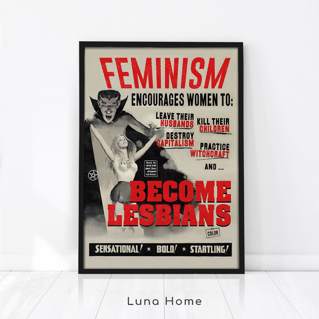 Feminism Encourages Women To, Feminist Poster, Lesbian Poster, Retro Wall Art, Feminism Art ...
