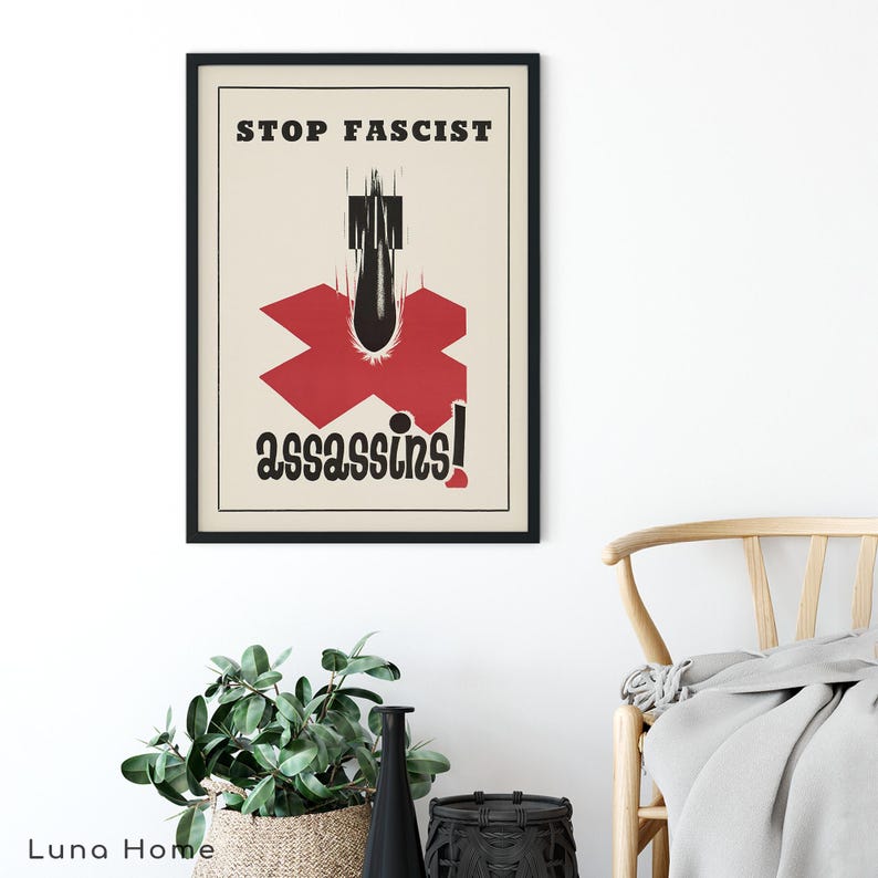 Anti Fascism Poster, Protest Wall Art, Vintage Anti Fascist Print ...