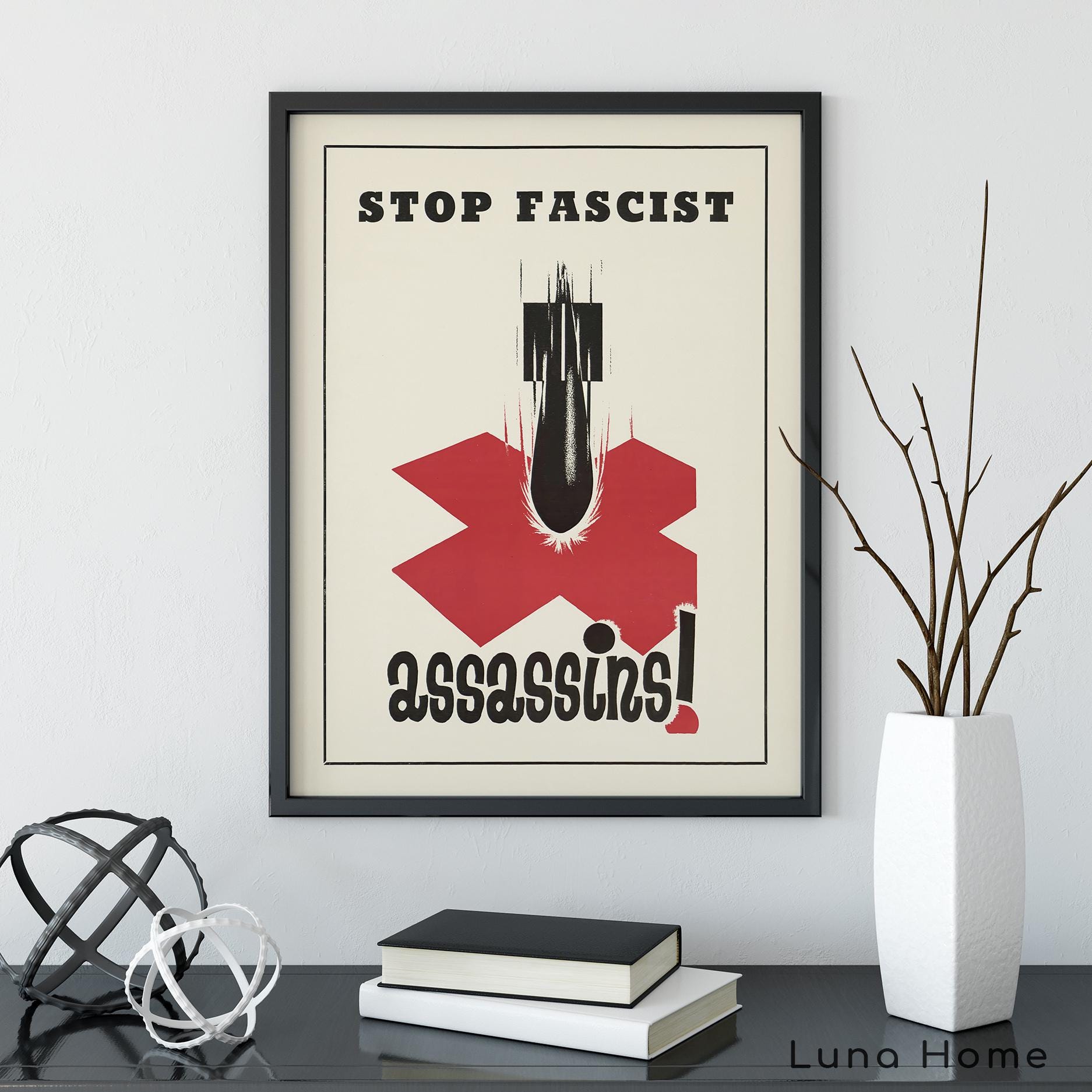 Anti Fascism Poster, Protest Wall Art, Vintage Anti Fascist Print ...