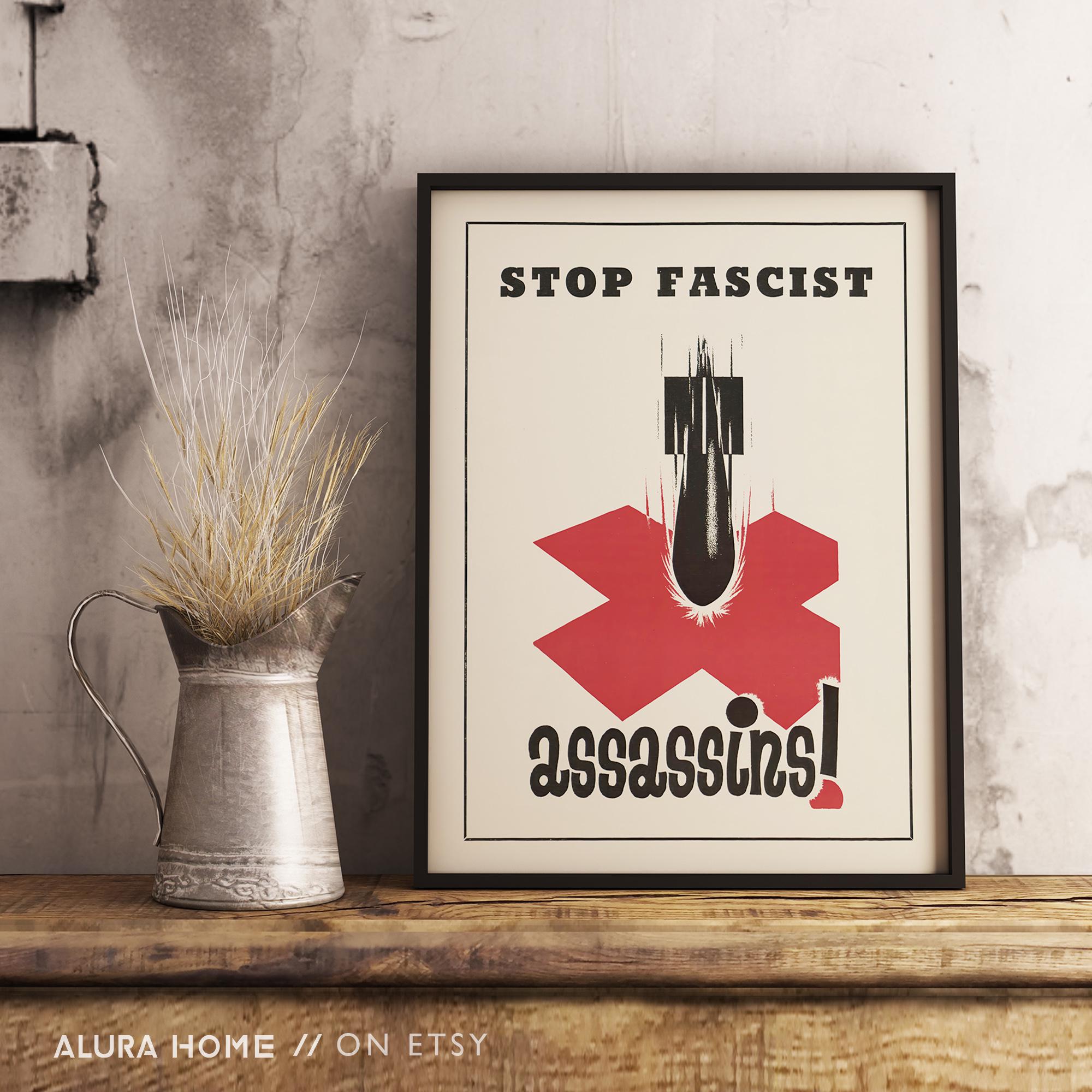 Anti Fascism Poster, Protest Wall Art, Vintage Anti Fascist Print ...