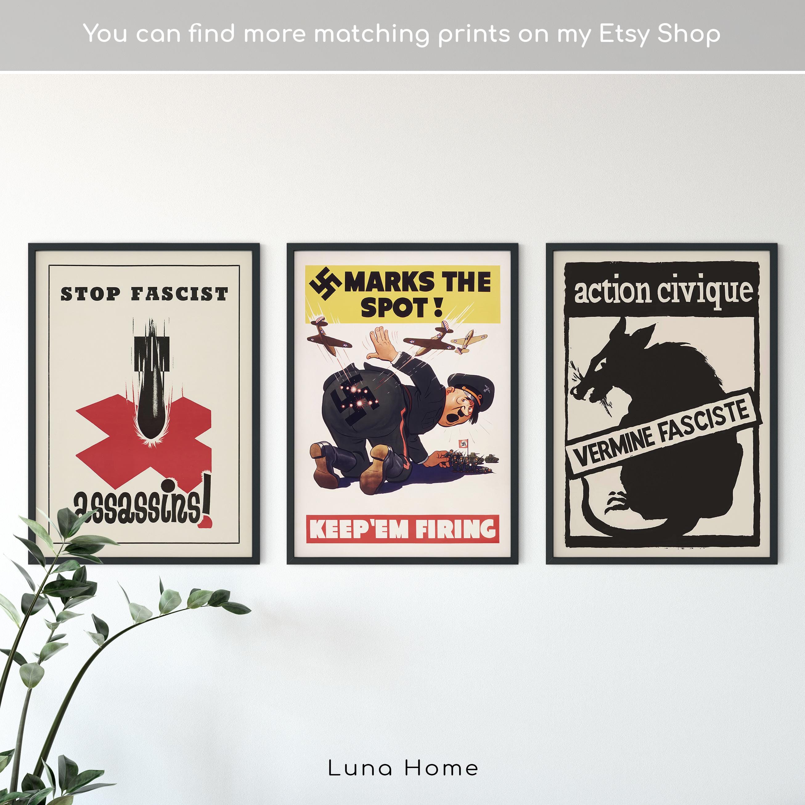 Anti Fascism Poster, Protest Wall Art, Vintage Anti Fascist Print ...