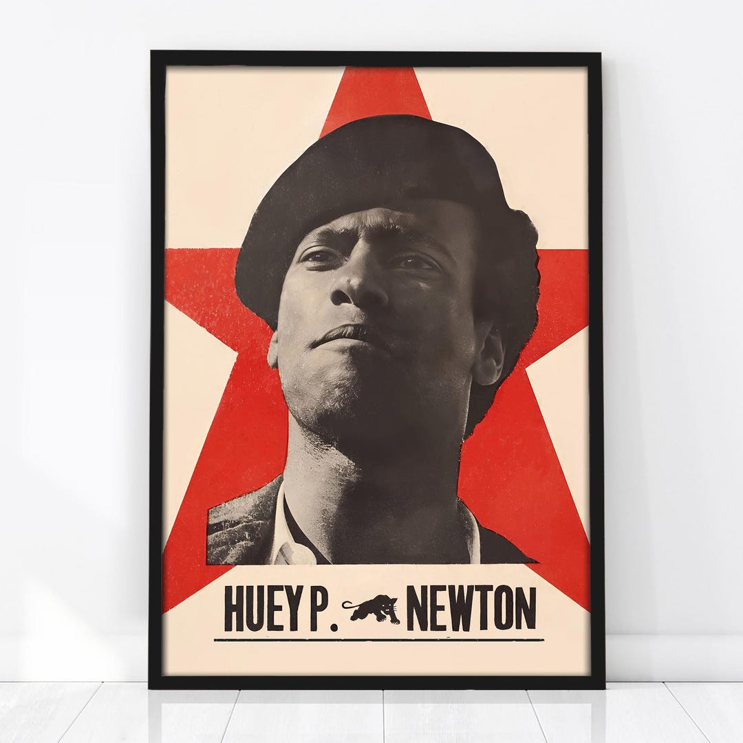Huey P. Newton Poster, Vintage Black Panther Print, Civil Rights Leader ...