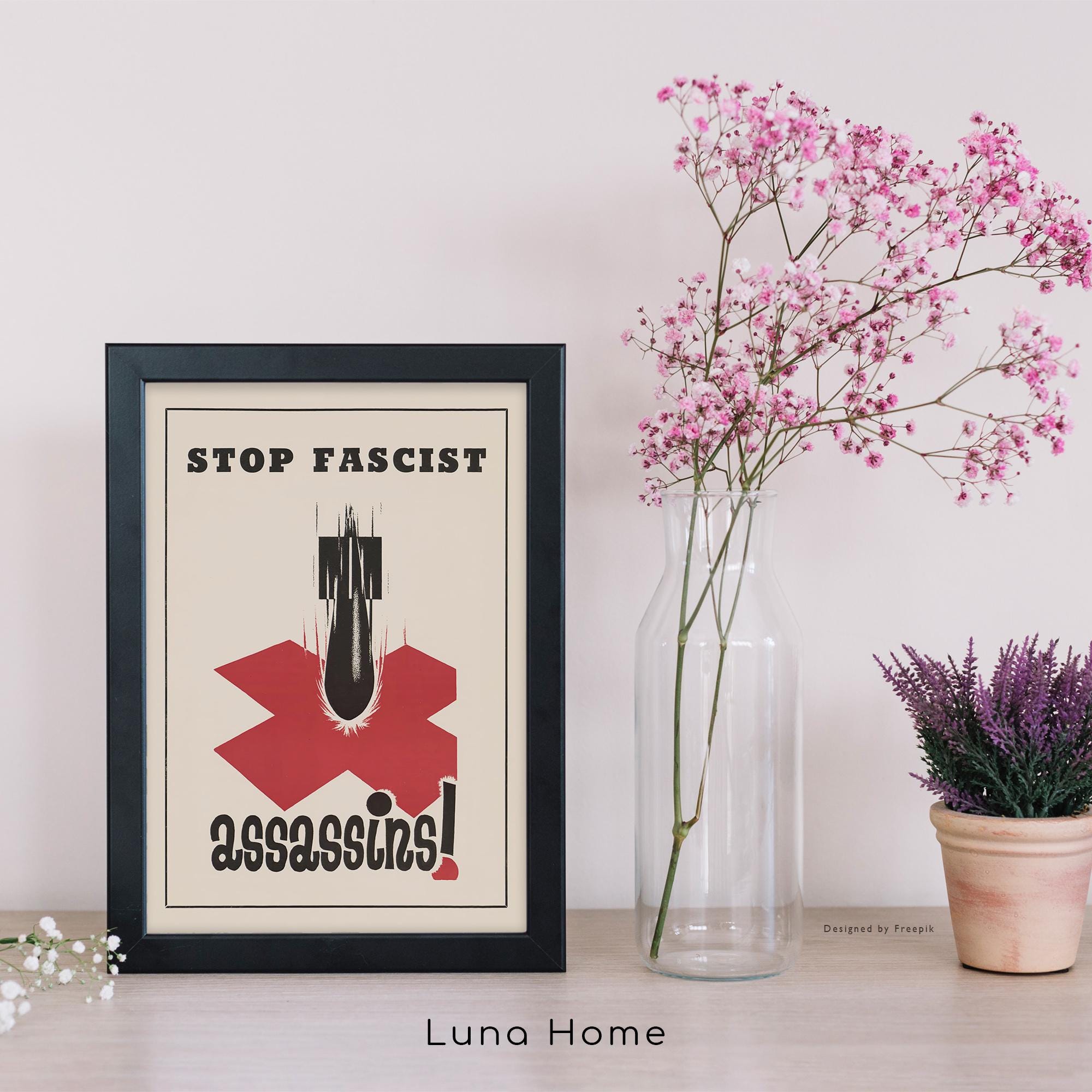 Anti Fascism Poster, Protest Wall Art, Vintage Anti Fascist Print ...