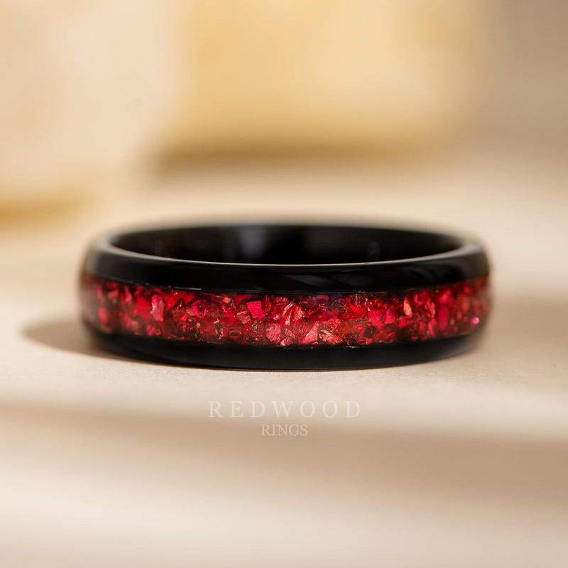 Black and Red Ring - Etsy
