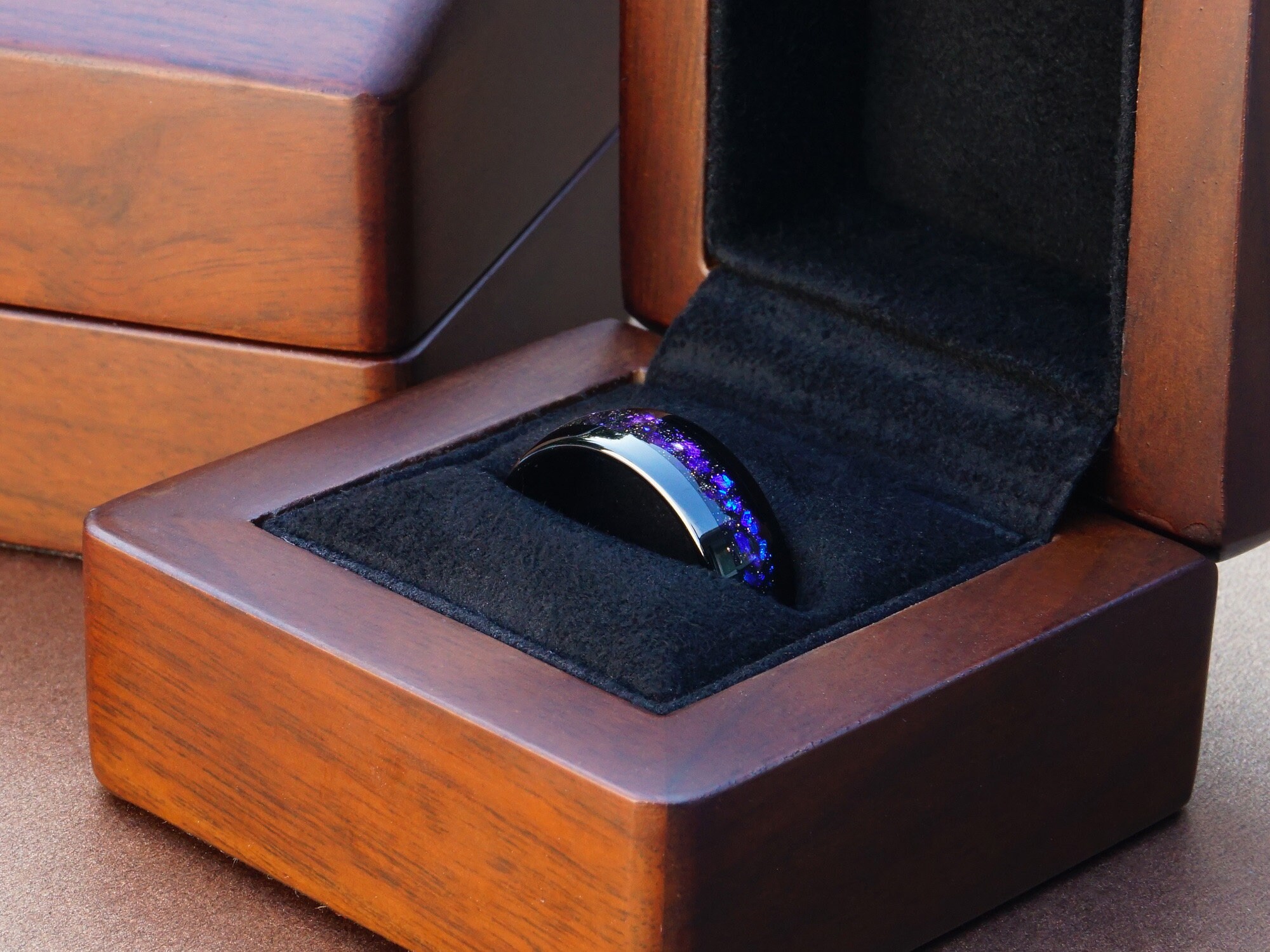 Galaxy Ring, Nebula Tungsten Wedding Band, 8mm Width Ring, Purple Blue ...