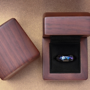 Galaxy Ring, Nebula Tungsten Wedding Band, 8mm Width Ring, Purple Blue ...