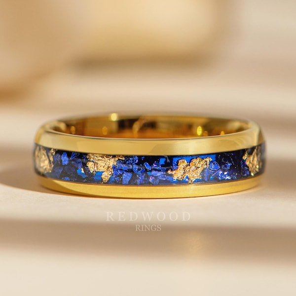 Men Gold and Blue Ring - Etsy