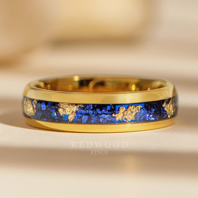 Gold and Blue Band Men - Etsy UK