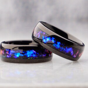 Galaxy Ring, Nebula Tungsten Wedding Band, 8mm Width Ring, Purple Blue ...