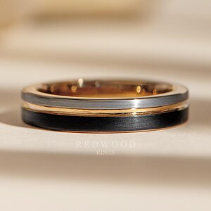 Tri Color Ring Set, Matching Wedding Bands, 8MM and 4MM Mens and Womens ...