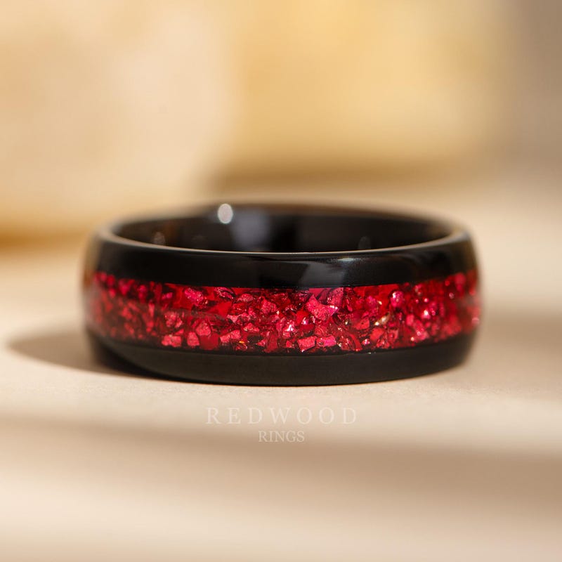 Red Garnet Band Rings - Etsy
