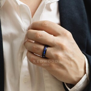 Galaxy Ring, Nebula Tungsten Wedding Band, 6mm Width Ring, Purple Blue ...