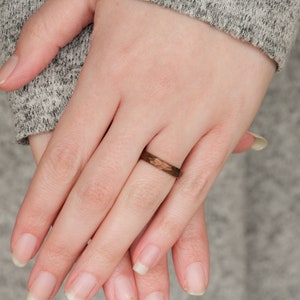 Brown Tungsten Ring, Hammered Ring, Men's Wedding Band, Women's 4MM ...