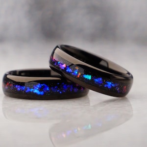 Galaxy Ring, Nebula Tungsten Wedding Band, 6mm Width Ring, Purple Blue ...