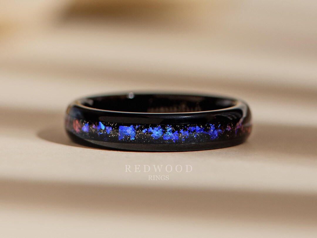 Galaxy Ring for Women, Orion Nebula Wedding Band, 4mm Ring, Purple Blue ...