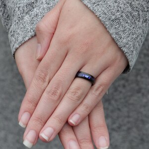 Galaxy Ring, Nebula Tungsten Wedding Band, 6mm Width Ring, Purple Blue ...