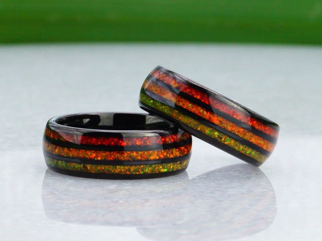 Fireball Ring Black Wedding Band 8mm Tungsten Ring - Etsy