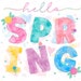 Hello Spring PNG - Watercolor Floral Sublimation PNG - Pastel Doodle ...