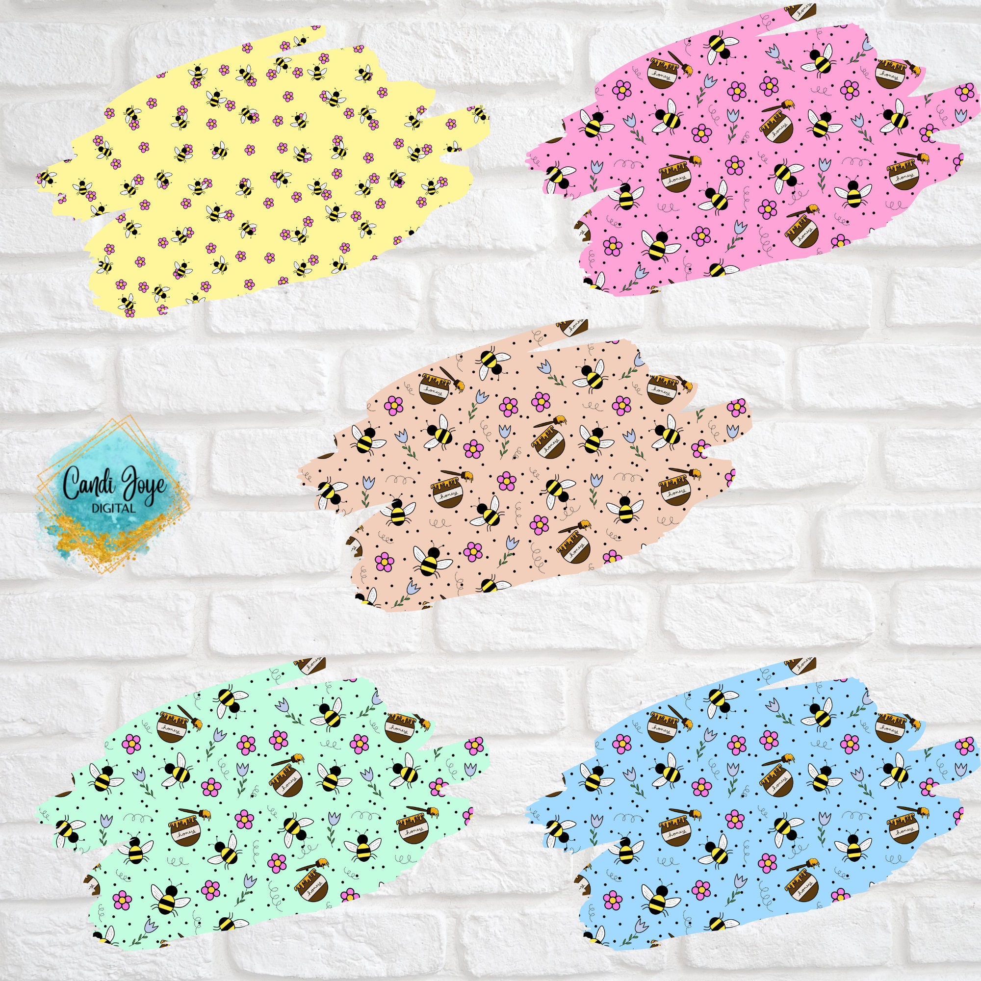 Honey Bee Digital Paper Floral Digital Paper Floral Bee | Etsy