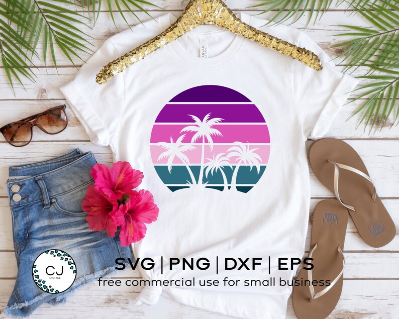 Palm Tree SVG Island Sunset SVG Beach Scene SVG Summer - Etsy