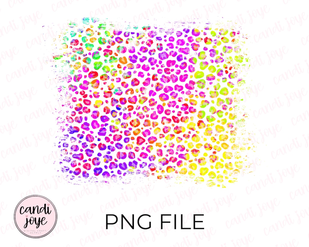 Neon Rainbow Leopard Sublimation Design - Distressed Sublimation ...