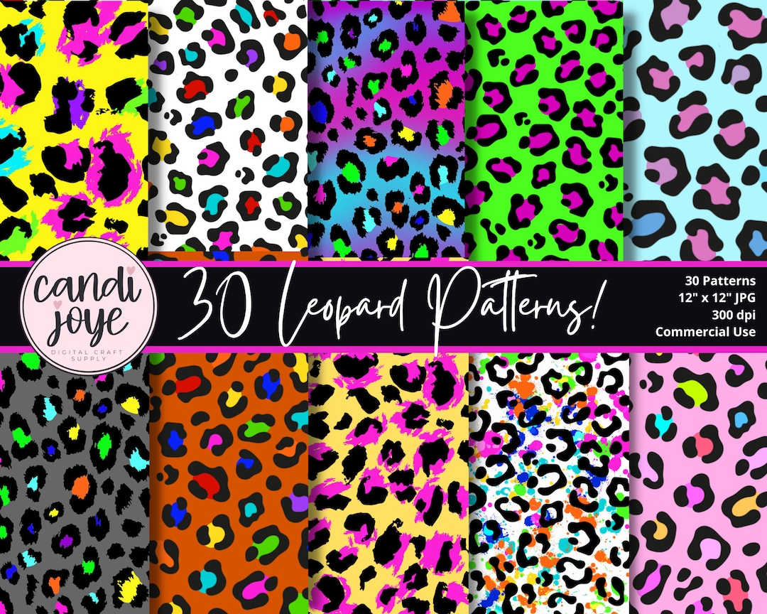 Rainbow Leopard Digital Paper Pack - Neon Cheetah Print Digital ...