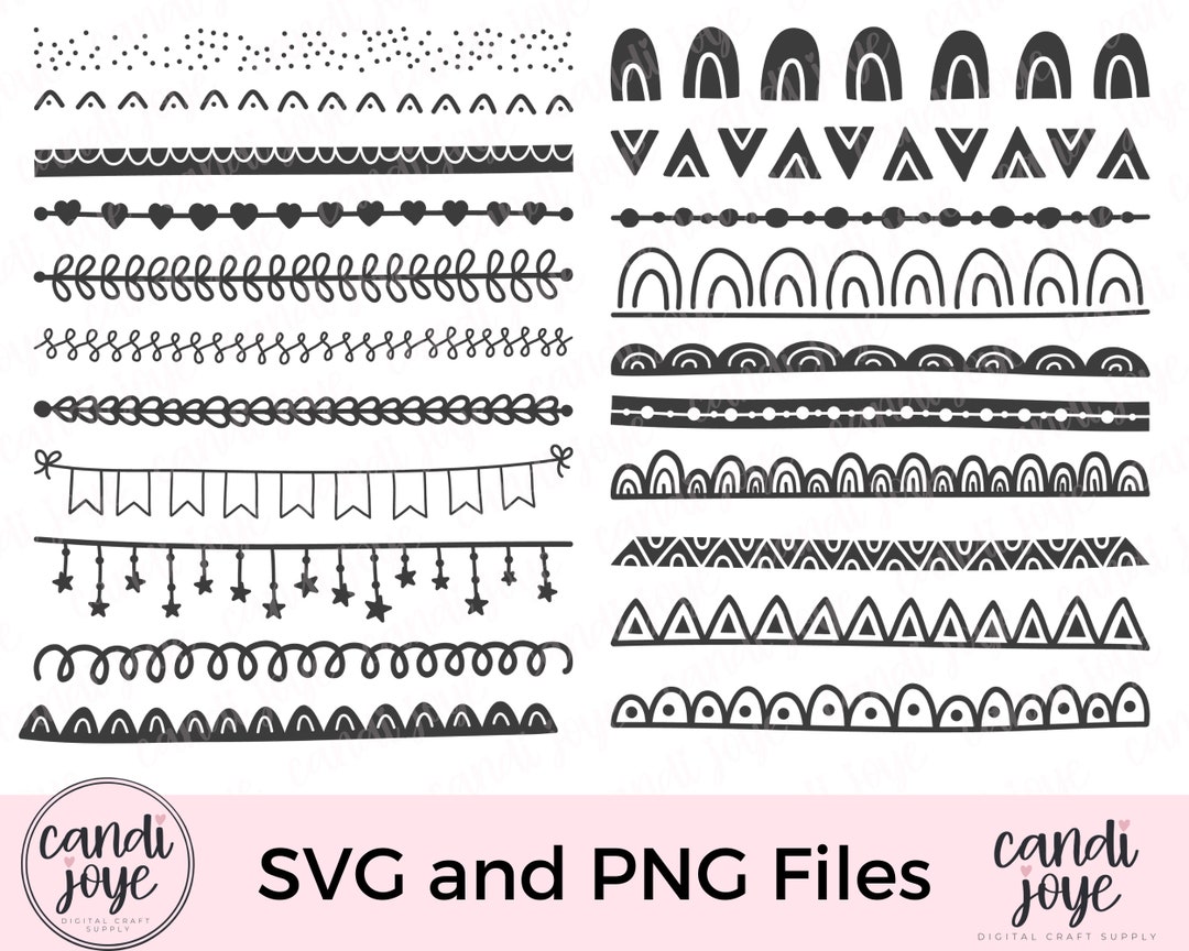 Boho Border SVG Doodle Border PNG Heart Border SVG Swirly Borders ...