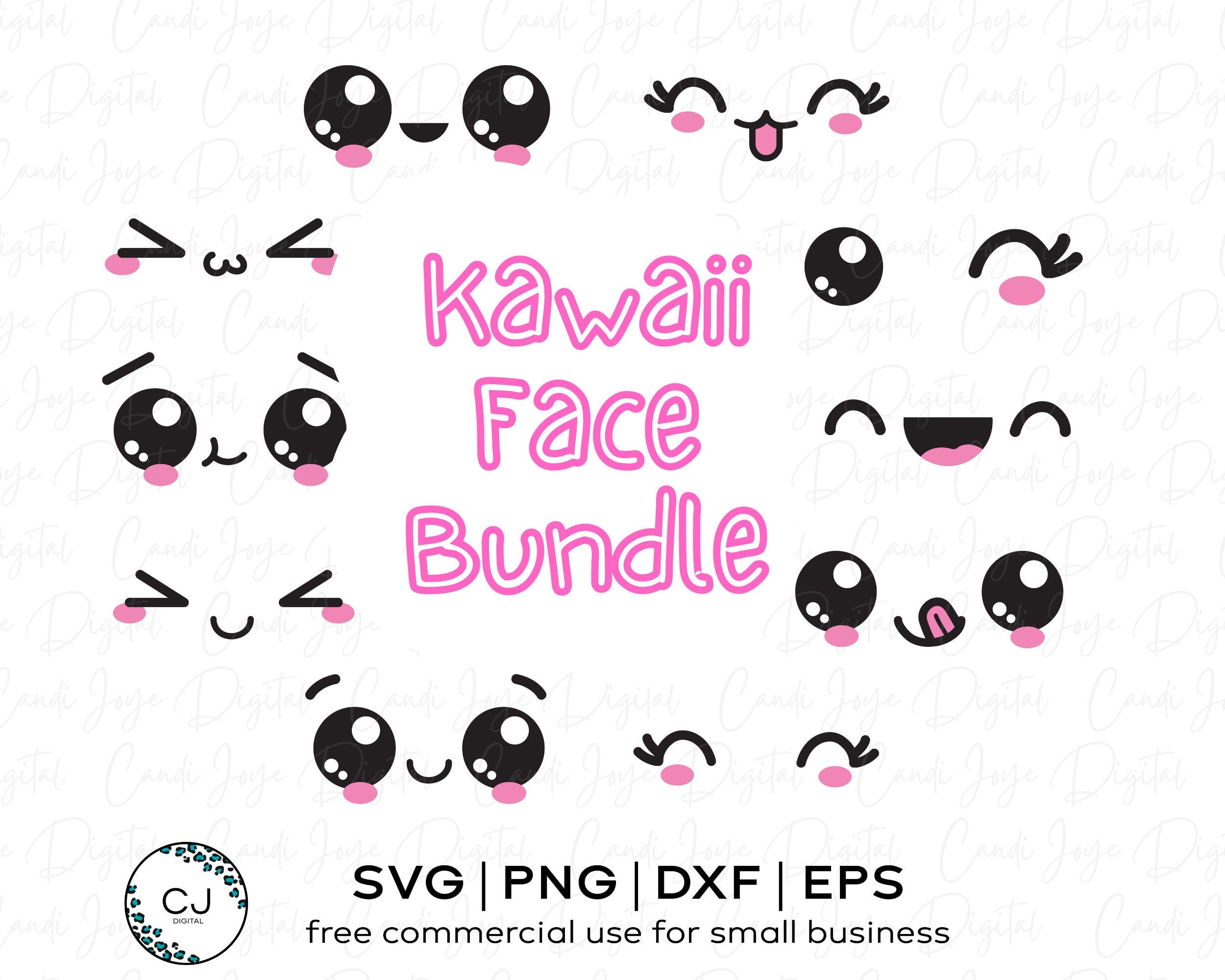 Cute Kawaii SVG Kawaii Face SVG Bundle Kawaii Clipart - Etsy