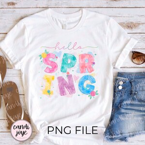 Hello Spring PNG Watercolor Floral Sublimation PNG Pastel Doodle Spring ...