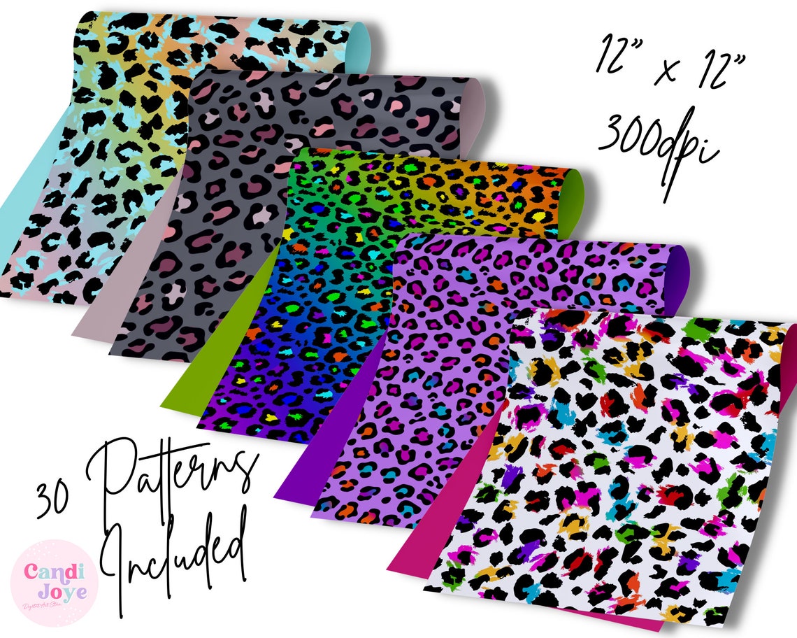 Rainbow Leopard Digital Paper Pack Neon Cheetah Print - Etsy