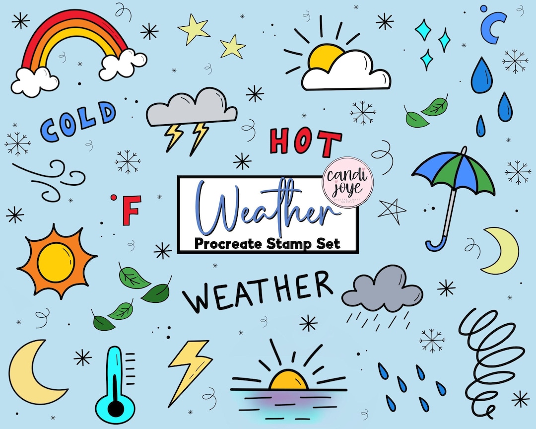 Procreate Stamps - Weather Procreate Stamp Set - Procreate Brushes ...