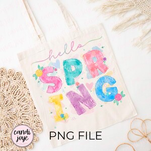 Hello Spring PNG - Watercolor Floral Sublimation PNG - Pastel Doodle ...