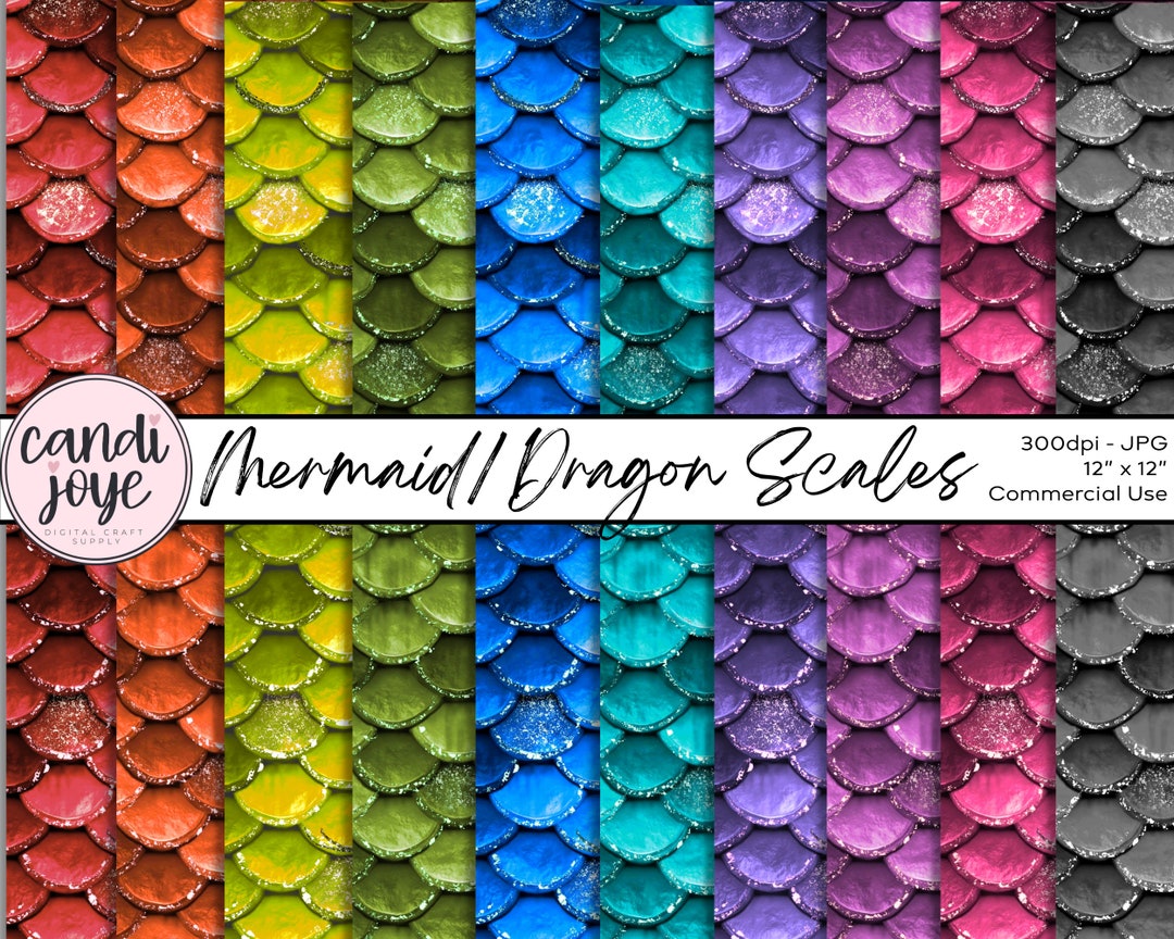 Mermaid Scale Digital Papers - Dragon Scale Digital Paper - Glitter ...