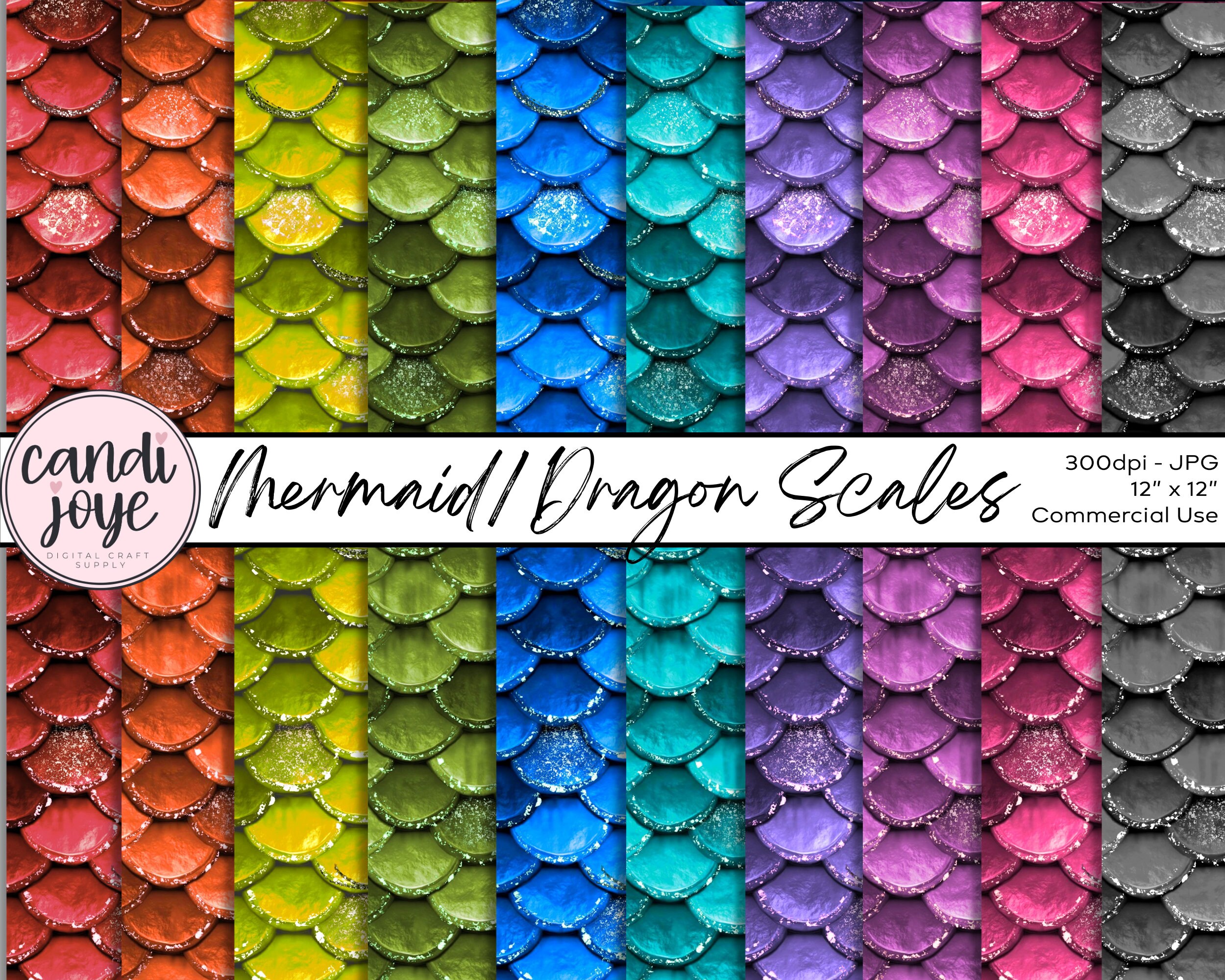 Mermaid Scale Digital Papers - Dragon Scale Digital Paper - Glitter ...
