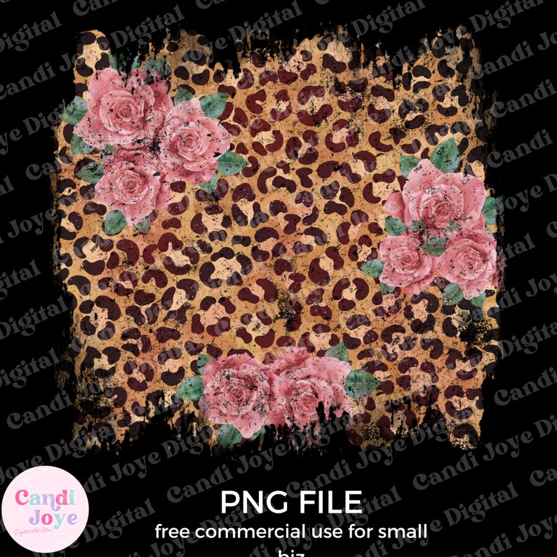 Leopard Print PNG Distressed Rose Sublimation Background - Etsy