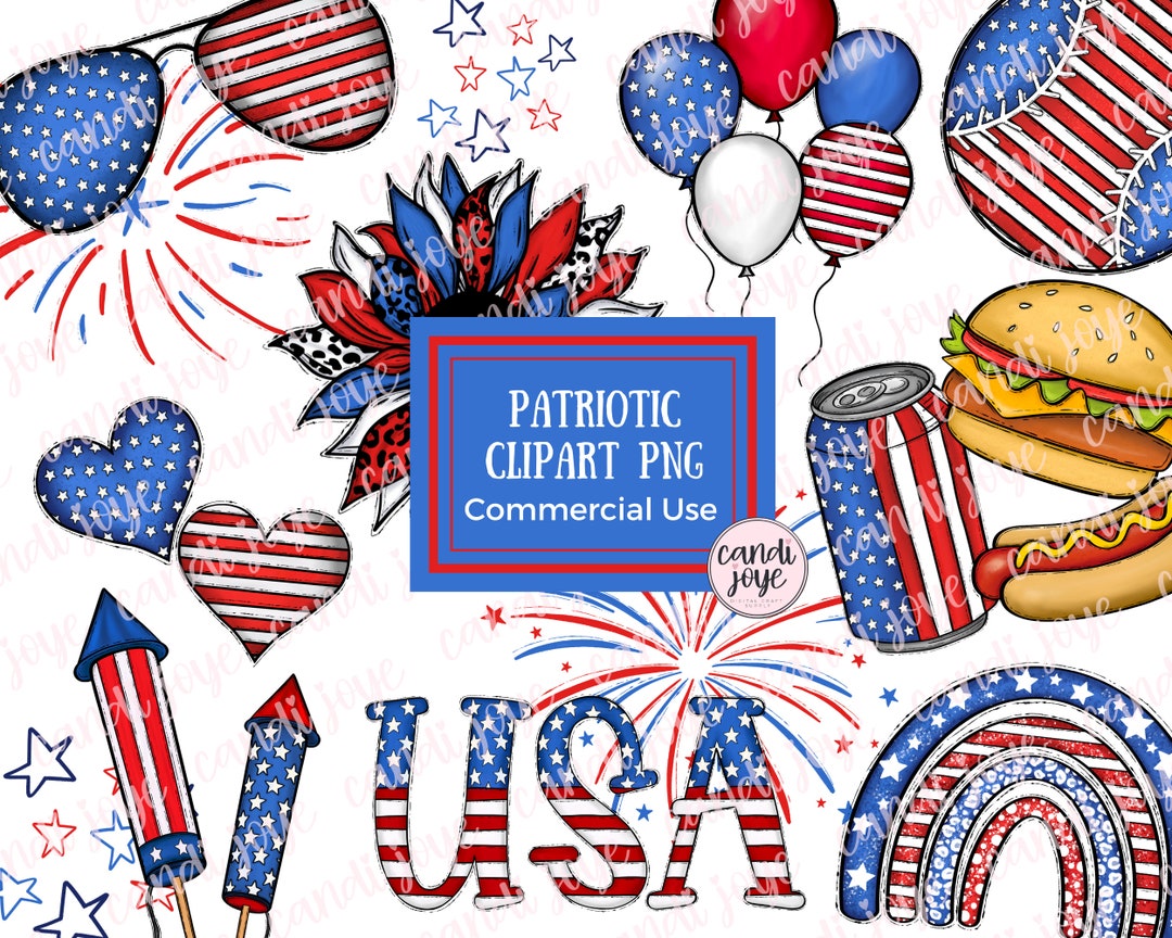 4th of July PNG Files - Patriotic Clipart Bundle - American Flag PNG ...