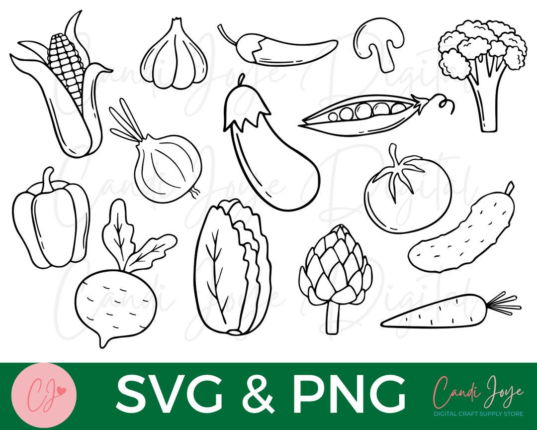 Veggie SVG Verduras SVG Clipart de alimentos Veggie Line - Etsy España