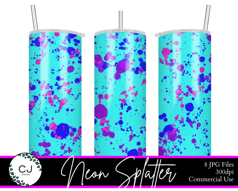 Neon Paint Splatter Digital Papers Paint Splash Digital | Etsy