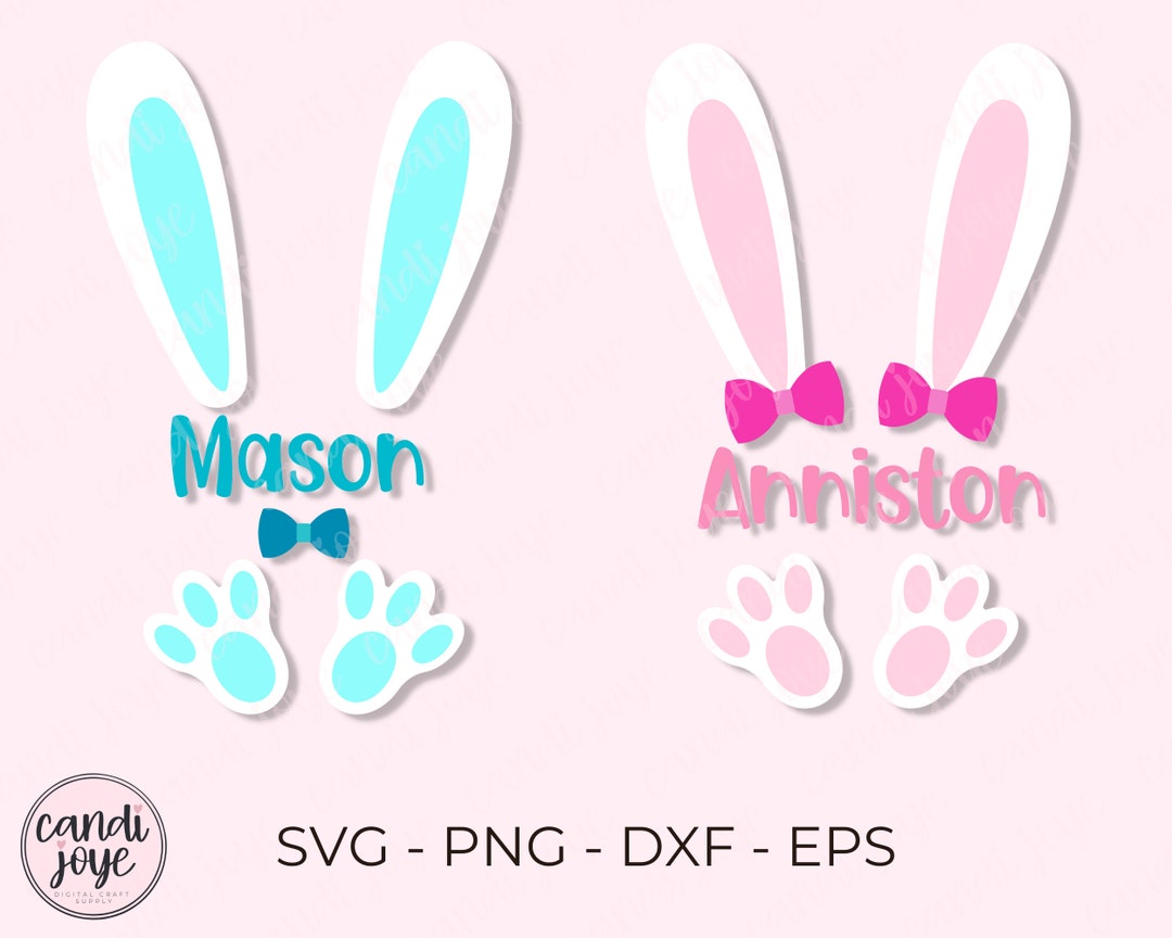 Easter Bunny Name SVG Customizable Bunny Ears and Feet SVG Easter ...