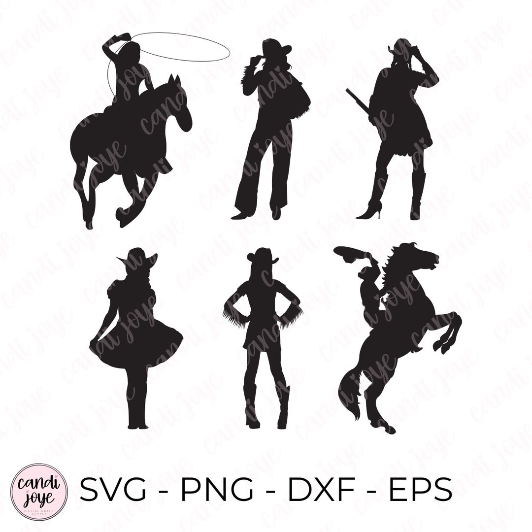 Rodeo Vaquera SVG Paquete Western SVG Vaquera PNG Silueta Occidental ...