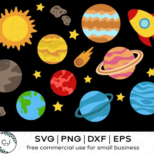 Space SVG Galaxy SVG Planets SVG Solar System Clipart - Etsy UK