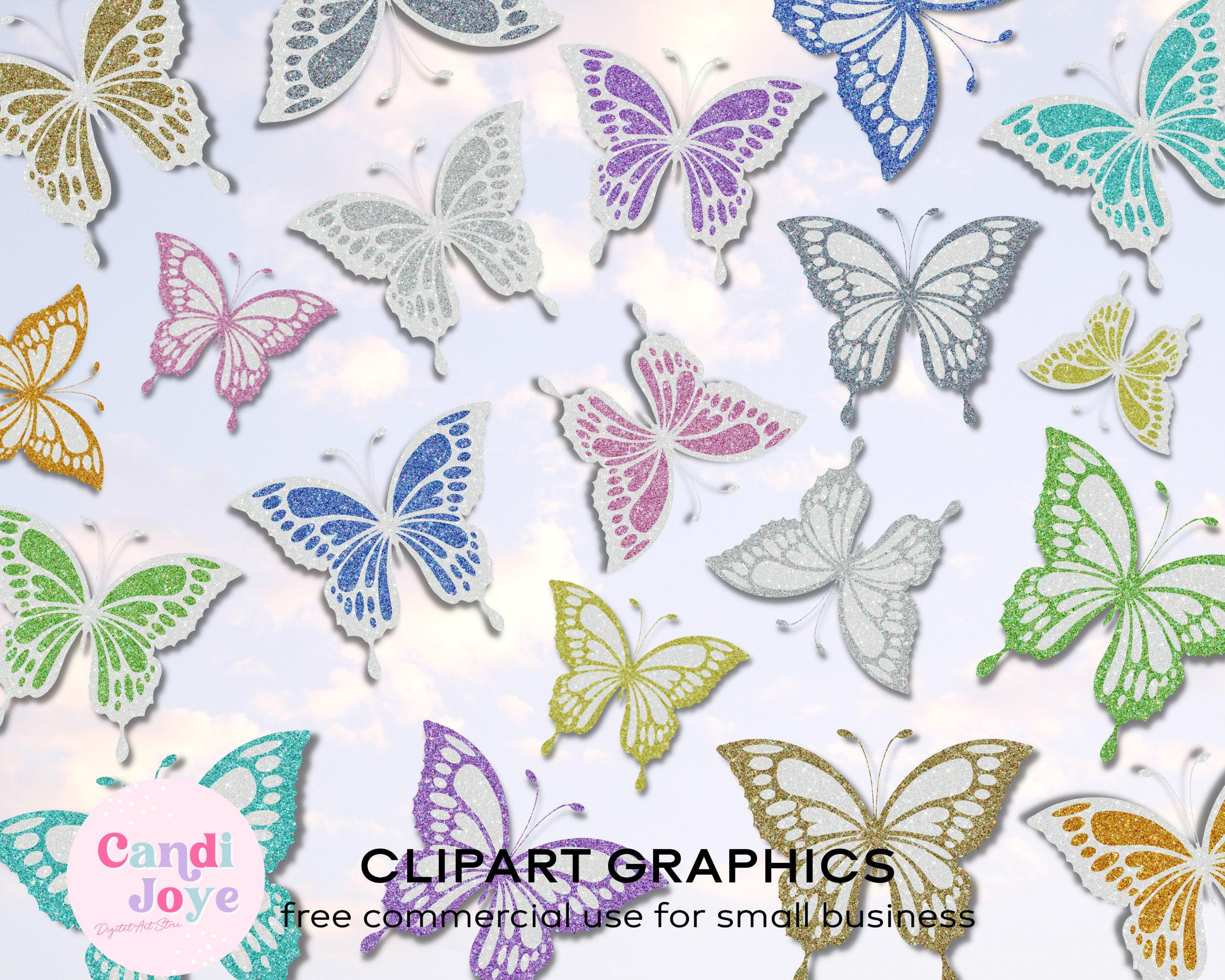 Glitter Butterfly Clipart Bundle - Gold Butterfly Digital - Sparkling ...