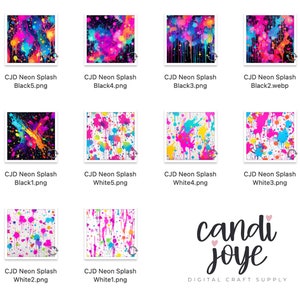 Neon Paint Splatter Digital Papers Paint Splash Digital Scrapbooking ...
